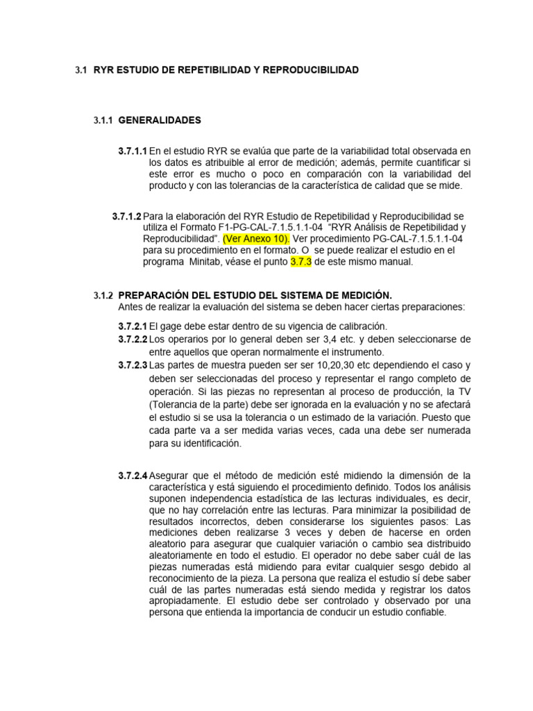 Estudio R&R en minitab | PDF | Calibración | Medición