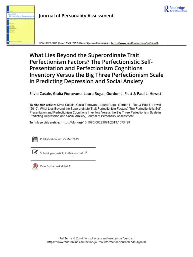 The Perfectionistic SelfPresentation and Perfectionism Cognitions ...