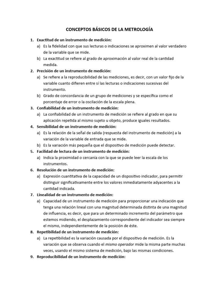 Conceptos Básicos de La Metrología | PDF | Medición | Calibración