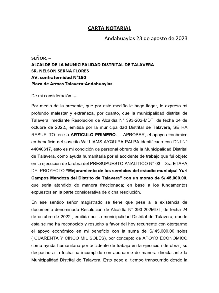 CARTA Notarial | PDF | Gobierno