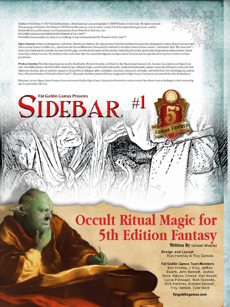 Fat Goblin Games - Sidebar 1 - Occult Ritual Magic | PDF | Copyright | License