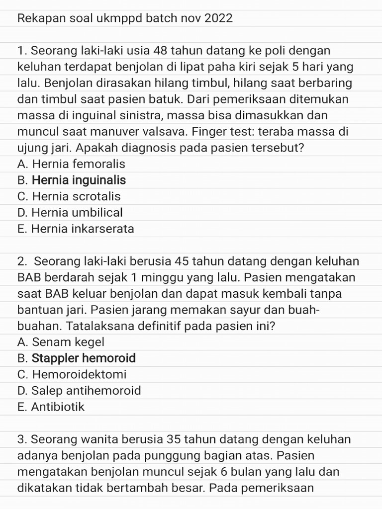 Soal CBT Ukmppd Nov 2022 | PDF