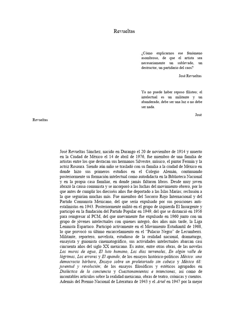 José Revueltas: Arte y Revolución Marxista | PDF | marxismo | Dialéctico