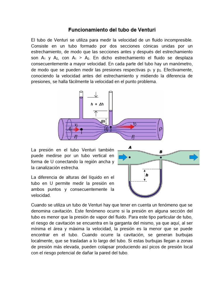 Funcionamiento Del Tubo Venturi y Pitot | PDF | Presión | Medición