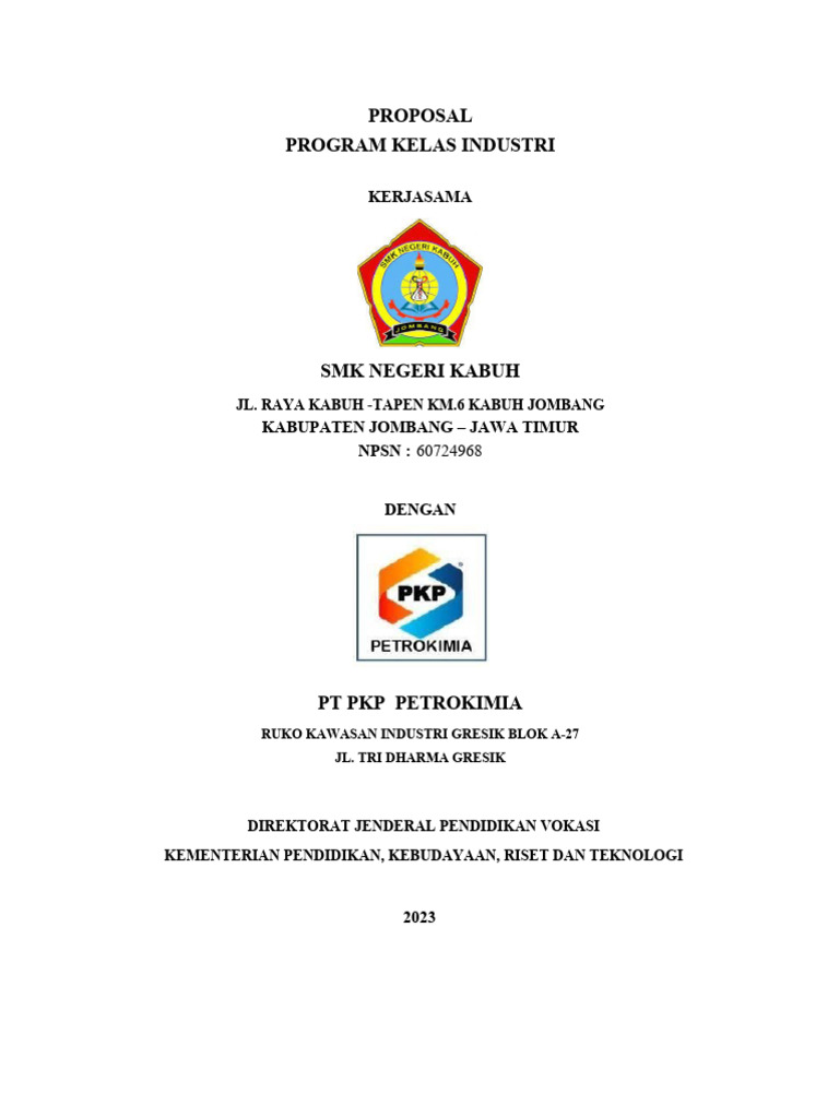 Proposal SMK Kelas Industri | PDF | Bisnis | Seni