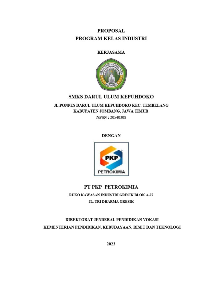 Proposal SMK Kelas Industri | PDF