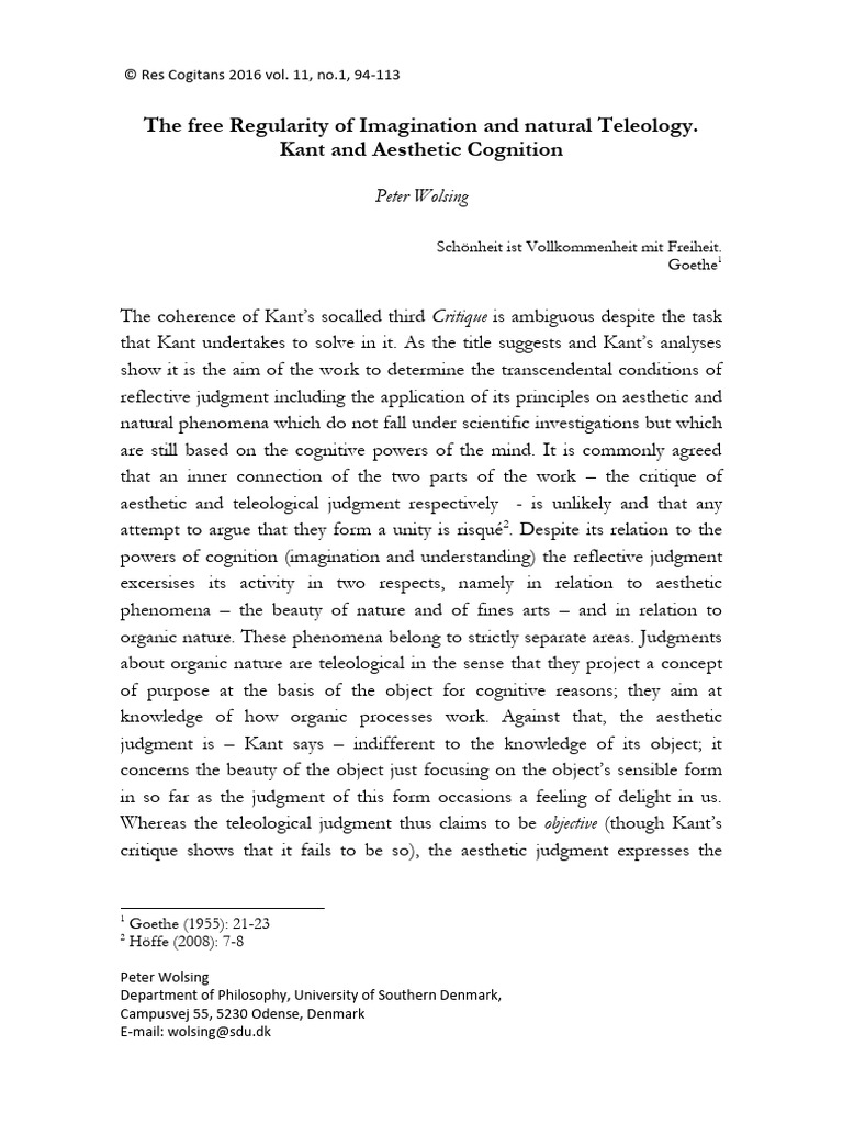 Free Regularity of Imagination | PDF | Immanuel Kant | Aesthetics
