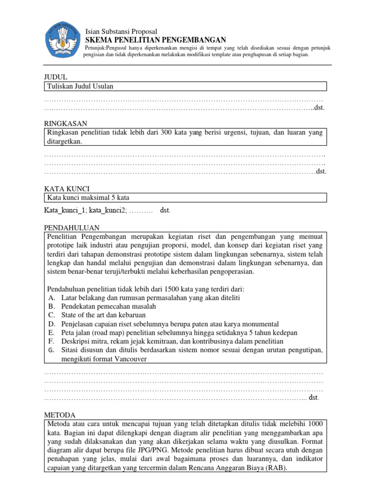 Isian Substansi Proposal Skema Pengembangan - 941a9ed6 | PDF
