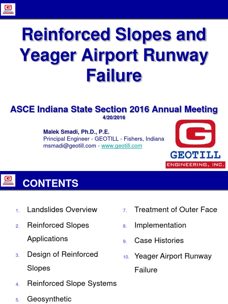 Reinforced Slopes and Yeager Airport Runway Failure by Dr. Malek Smadi ...