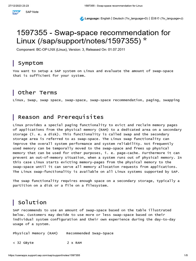 Swap-Space Recommendation For Linux | PDF | Computer Data Storage ... Swap-Space Recommendation For Linux | PDF | Computer Data Storage ...