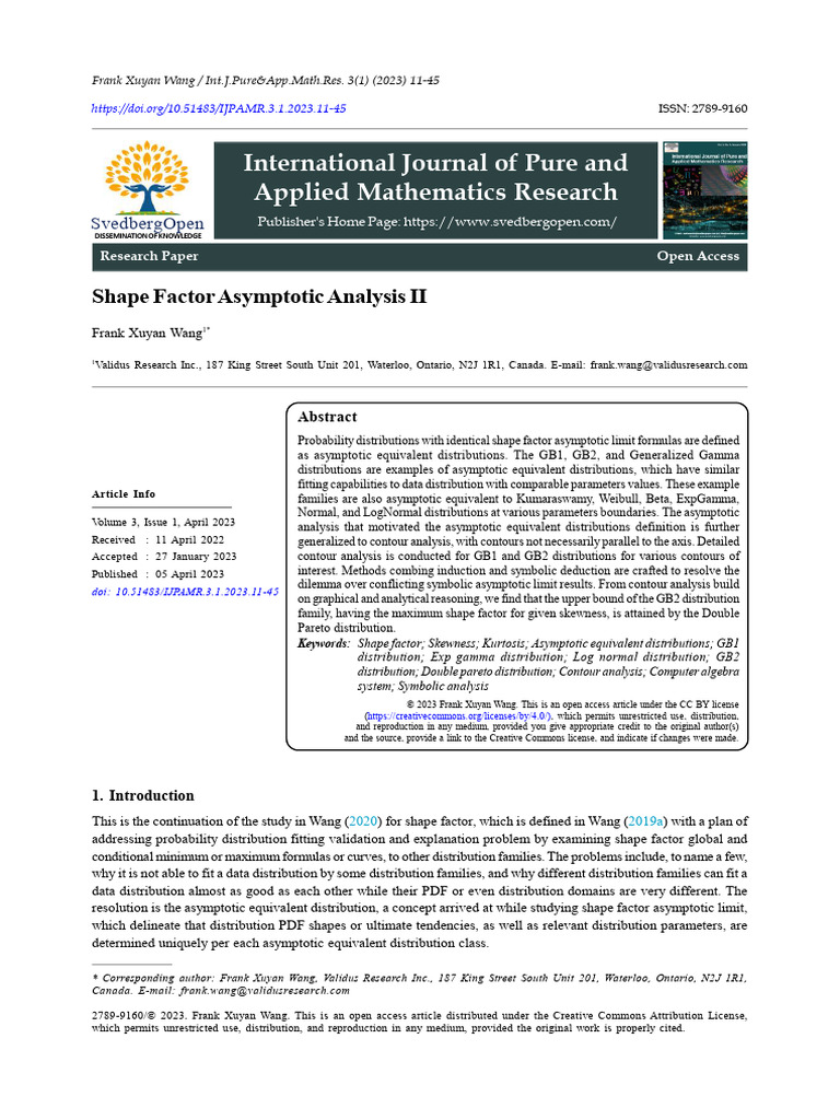 Shape Factor Asymptotic Analysis II | PDF | Asymptotic Analysis | Probability Distribution