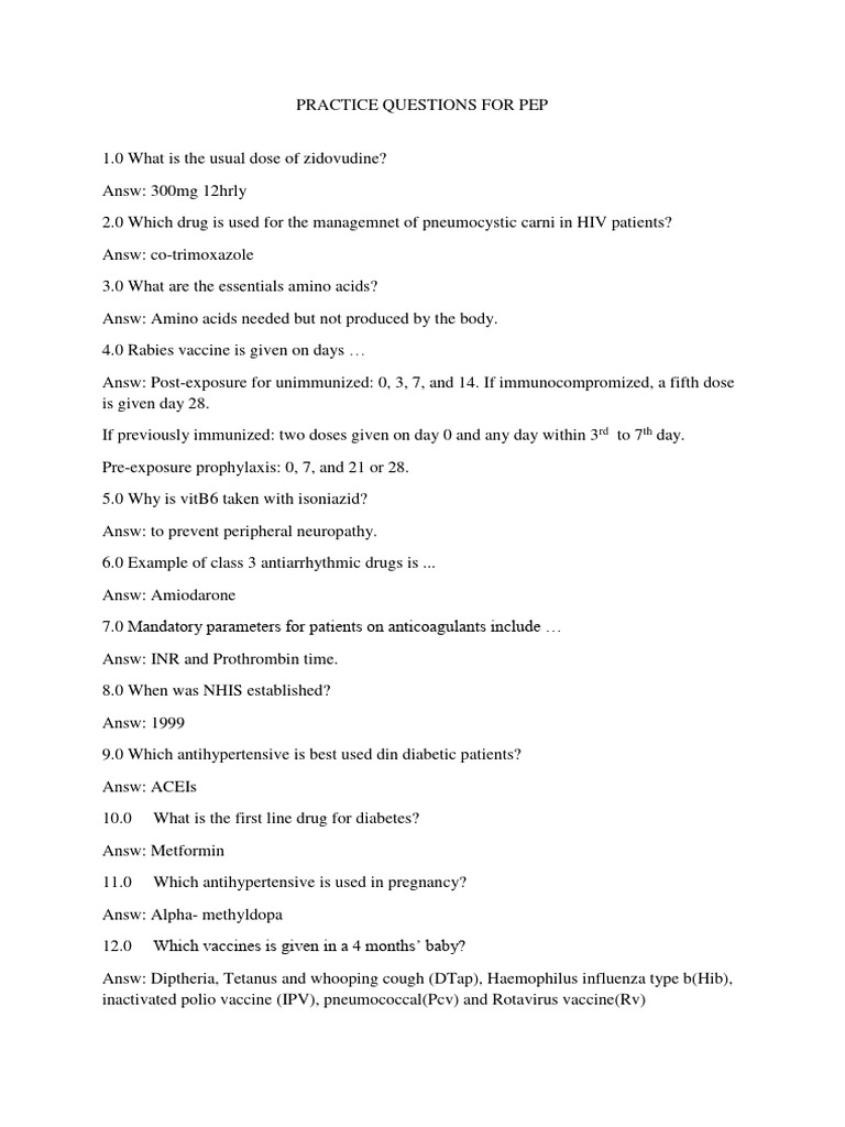 PEP Practice Questions | PDF | Health Care | Clinical Medicine