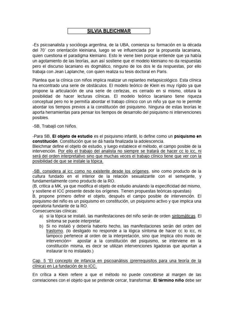 SILVIA BLEICHMAR - Final | PDF | Psicoanálisis | Psique (psicología)