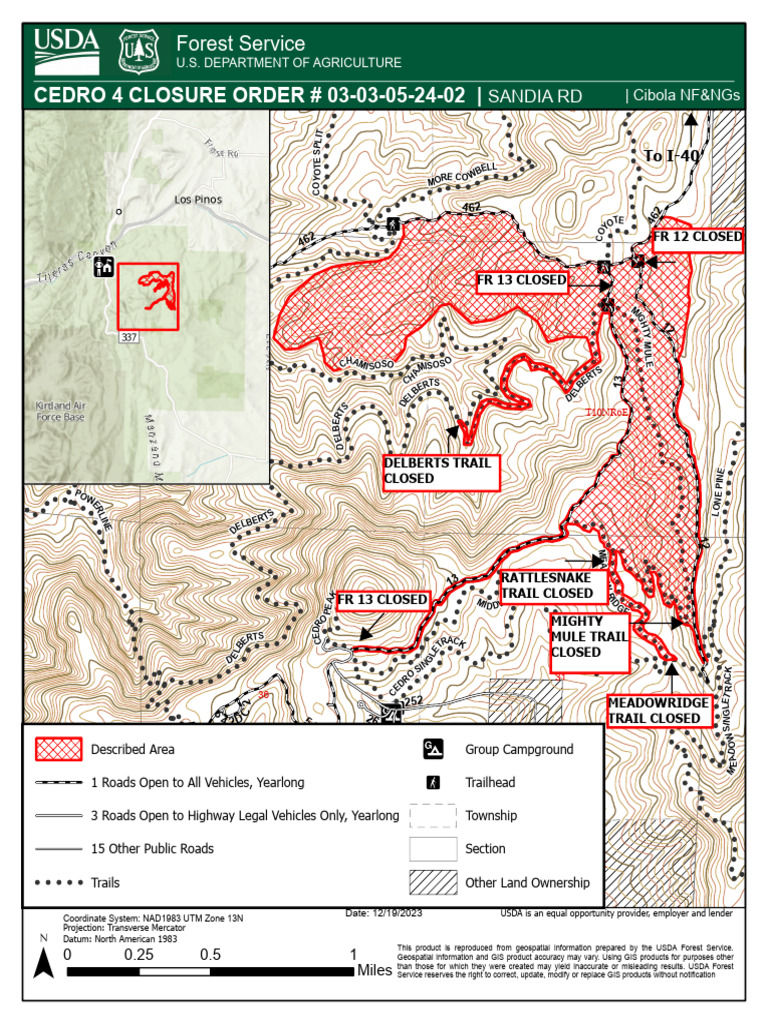 The Cibola National Forest and National Grasslands Cedro4 Closure Order ...