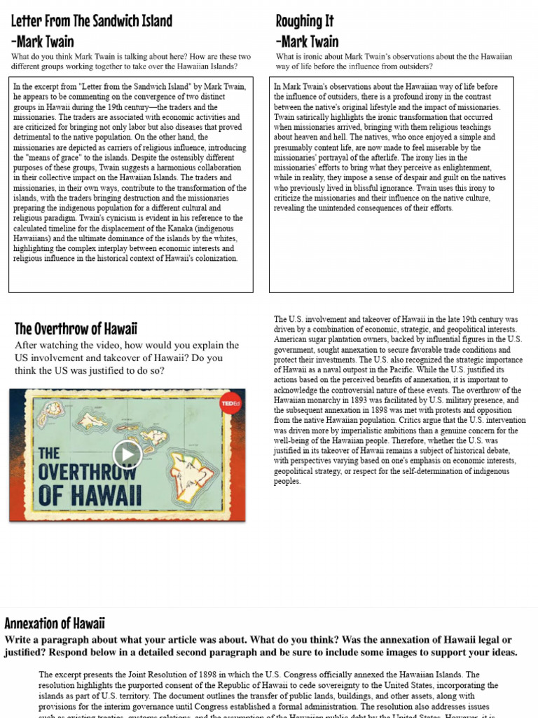 Unit 5 Packet | PDF | Hawaii | The United States