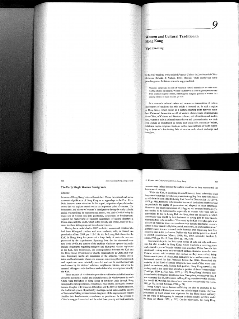 Week 1 Yip. Hon-Ming. Women and Cultural Tradition in Hong Kong | PDF