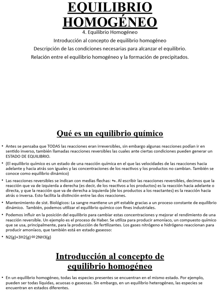 Equilibrio Homogéneo Angel | PDF | Equilibrio químico | Mezcla