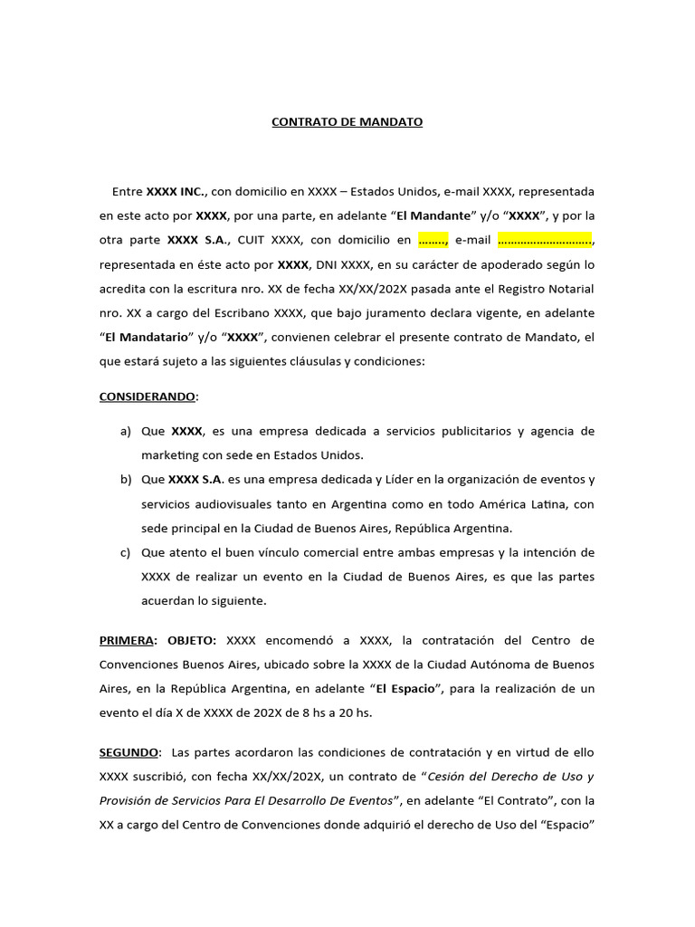 MODELO CONTRATO DE MANDATO | PDF | Justicia | Crimen y violencia
