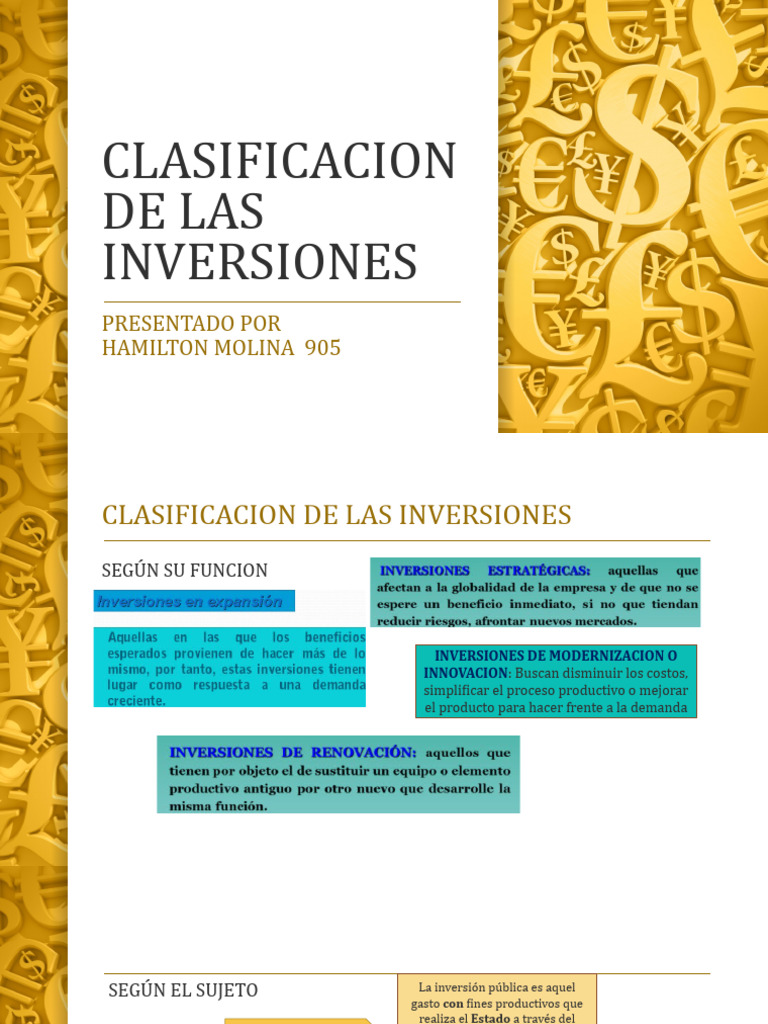 CLASIFICACION DE LAS INVERSIONES | PDF