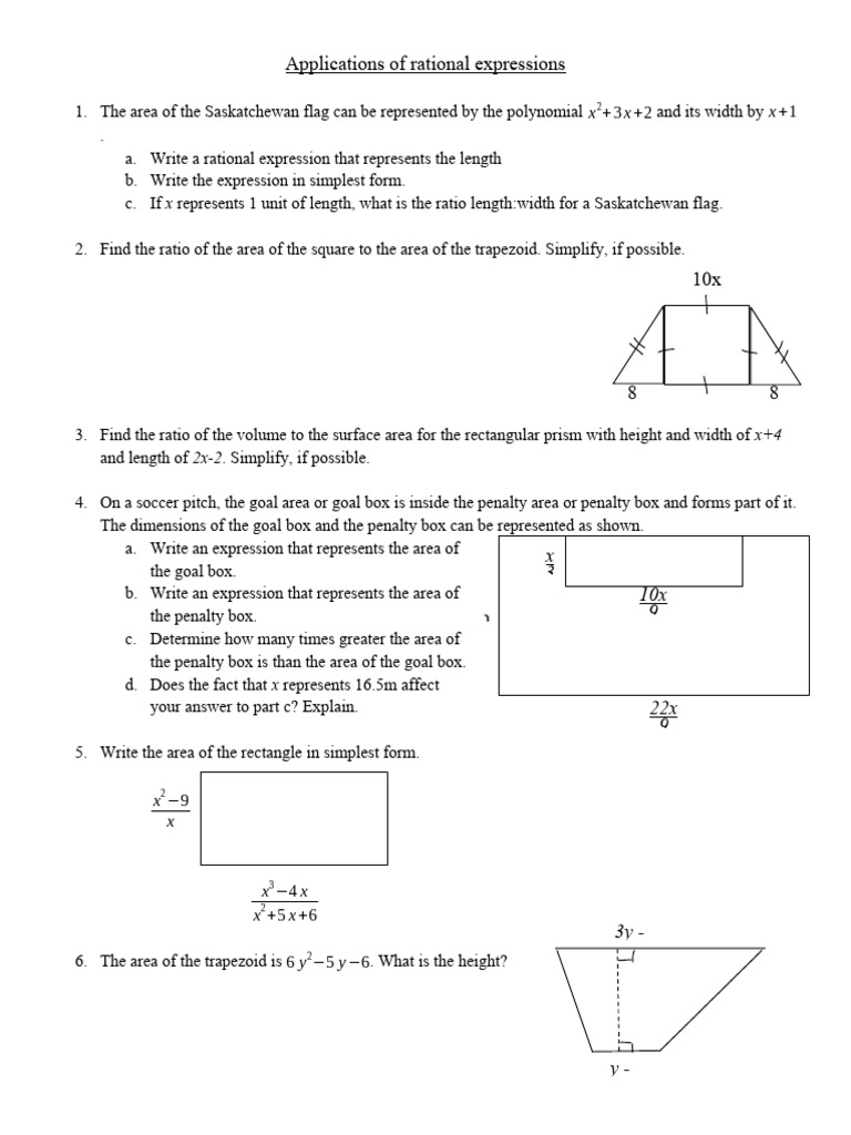 Applications of rational expressions | PDF | Area | Rectangle