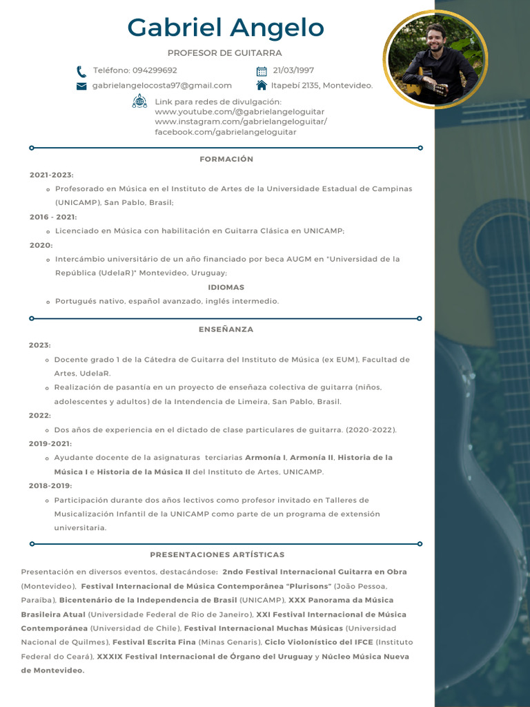 CV Gabriel Angelo Compressed | PDF | Las artes escénicas