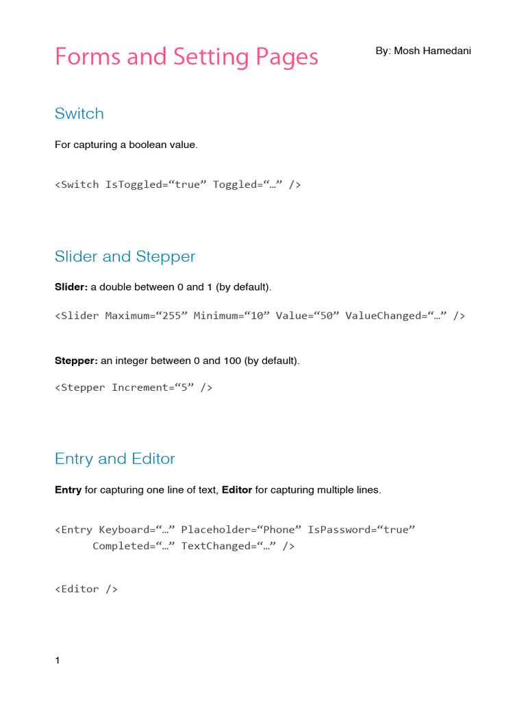 Forms and Setting Pages Cheat Sheet | PDF | Information Technology ...