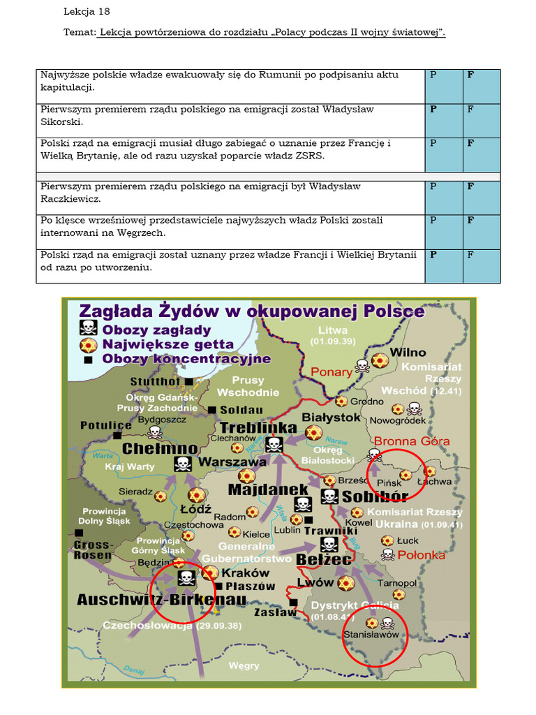 Lekcja 18 Lekcja Powtorzeniowa Do Rozdzialu Polska Po II Wojnie Swiatowej. Klasa 8 | PDF