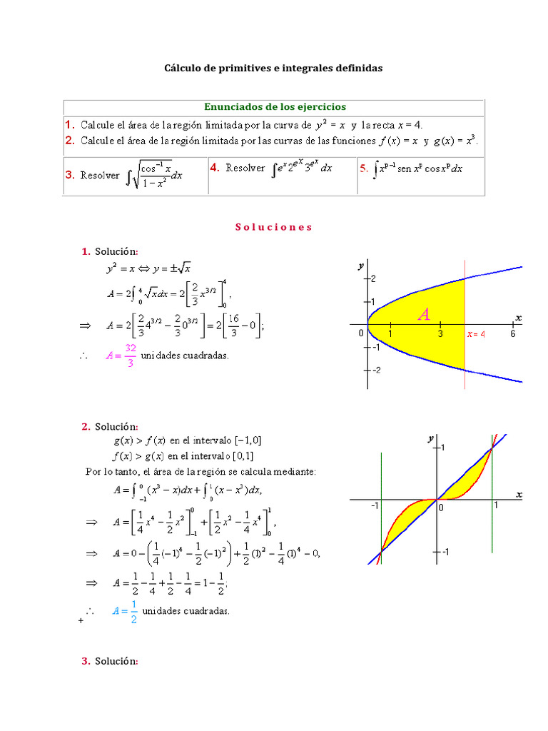 2-Cálculo de Primitivas e Integrales Definidas | PDF | Línea (geometría ...
