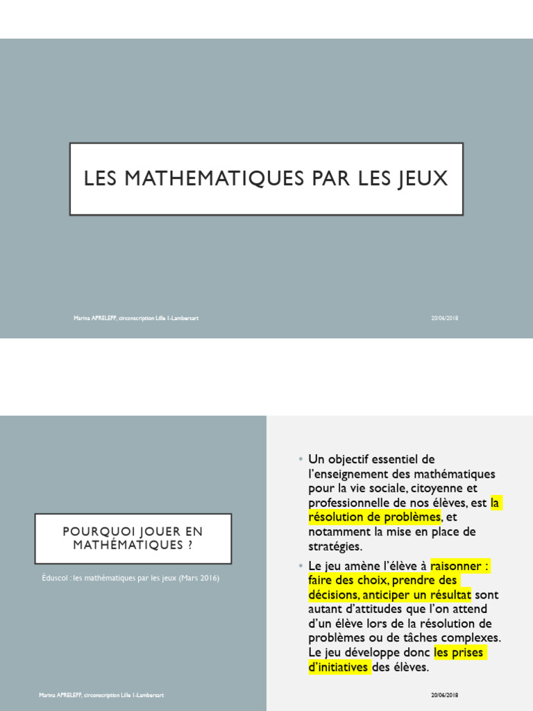 Mathématiques Ludiques en Classe | PDF | Mathématiques
