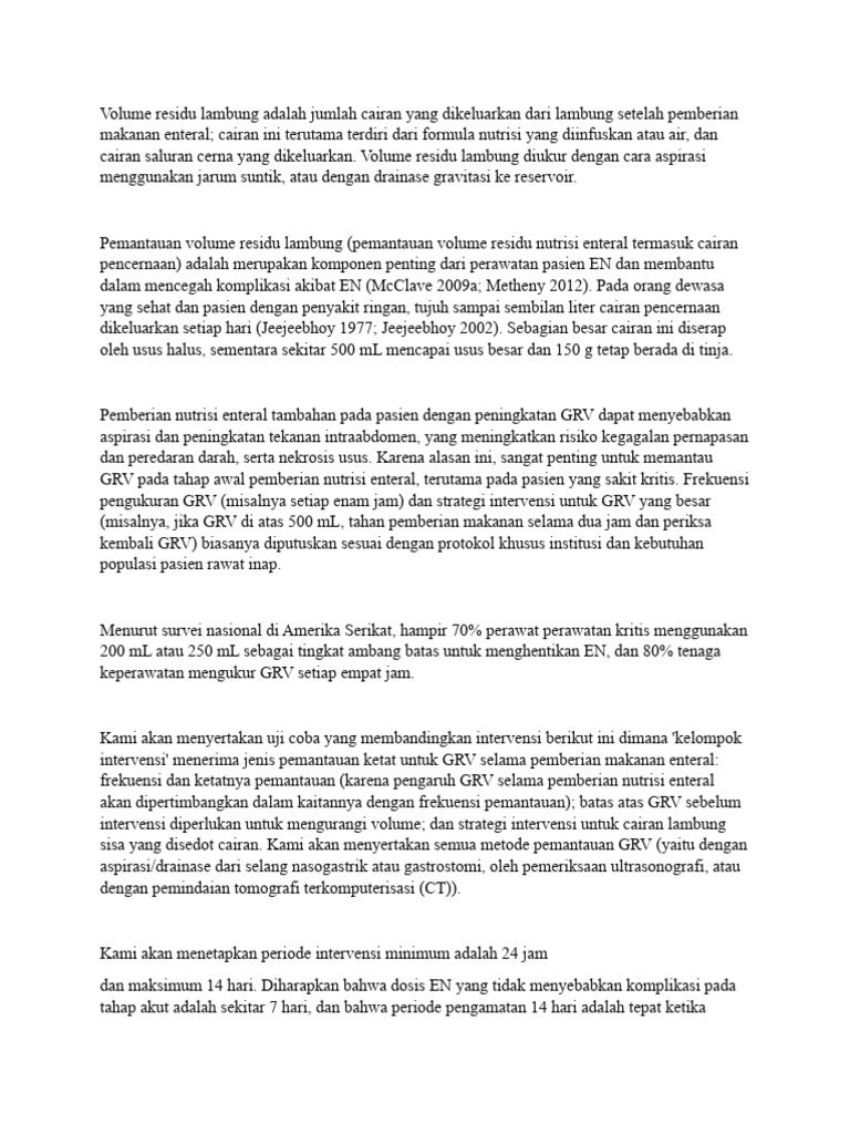 Gastric Volume Residual | PDF