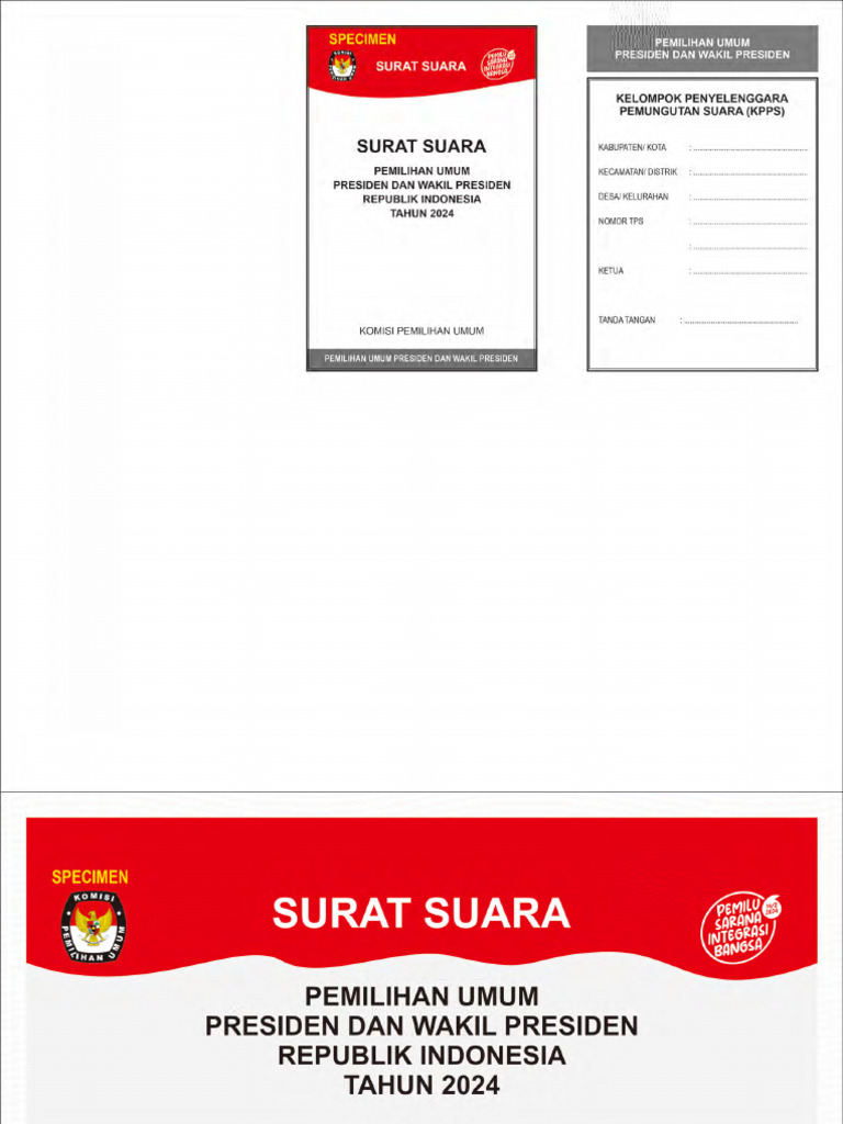 Specimen Surat Suara Pemilu Pilpres Caleg DPD 2024 | PDF