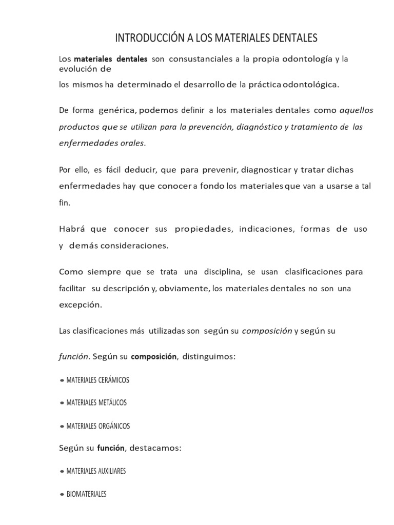 Introducción A Los Materiales Dentales | PDF