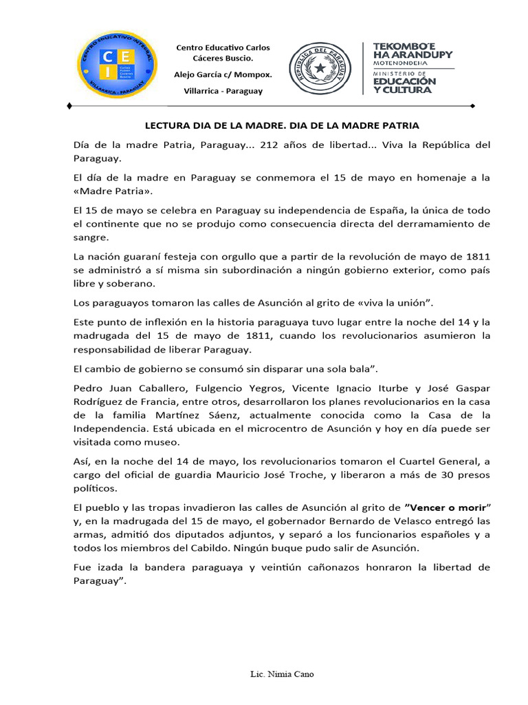 Lectura Dia de La Madre | PDF