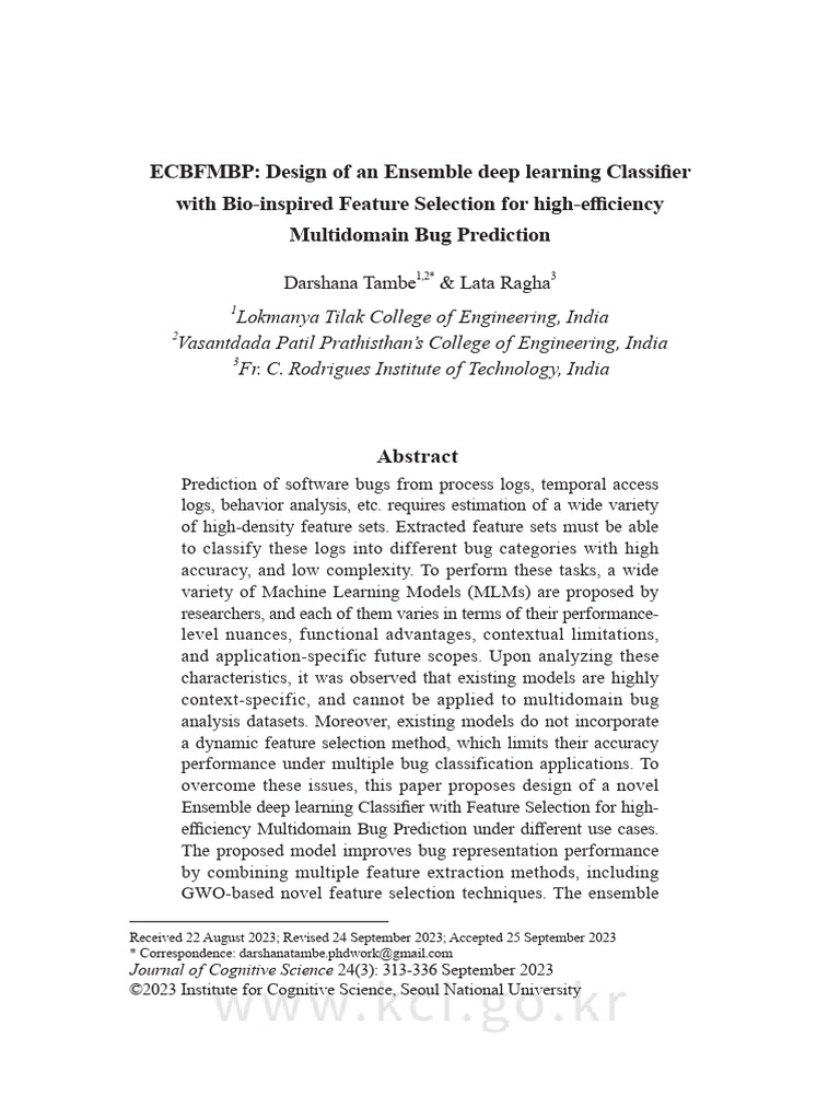 Ecbfmbp Design Of An Ensemble Deep Learning Classifier With Bio Inspired Feature Selection For