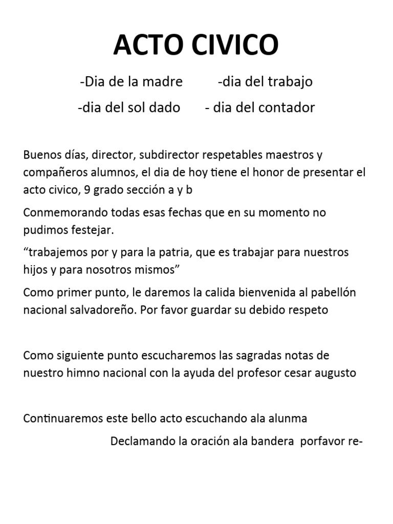 Palabras para un Acto Cívico Escolar | PDF