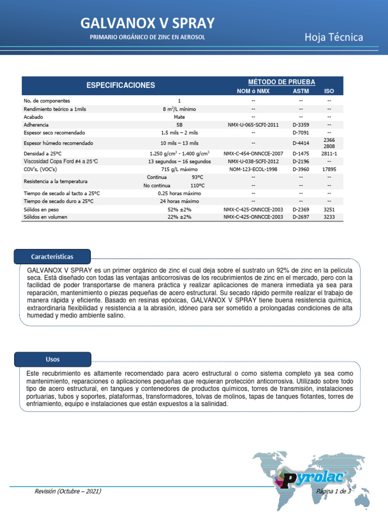 Galvanox V Spray 26102021 | PDF | Revestimiento | Zinc