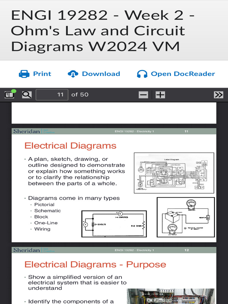 ENGI 19282 - Week 2 - Ohm's Law and Circuit Diagr | PDF