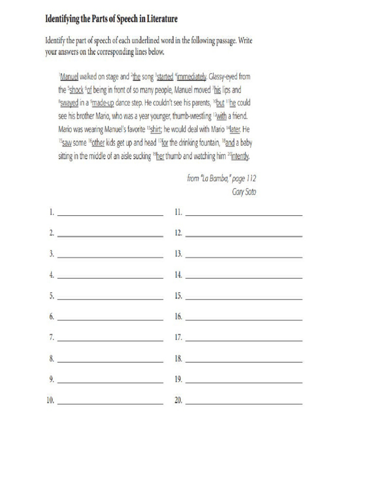Identifying Parts of Speech | PDF