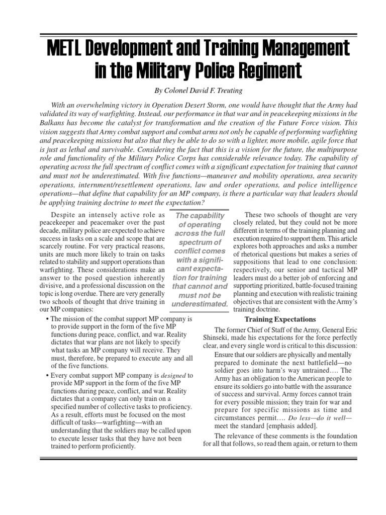 Treuting METL | PDF | Military Police | Military