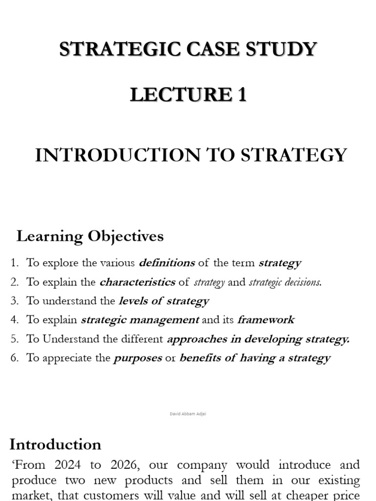 Lecture 1 Overview of Strategy | PDF | Strategic Management | Goal