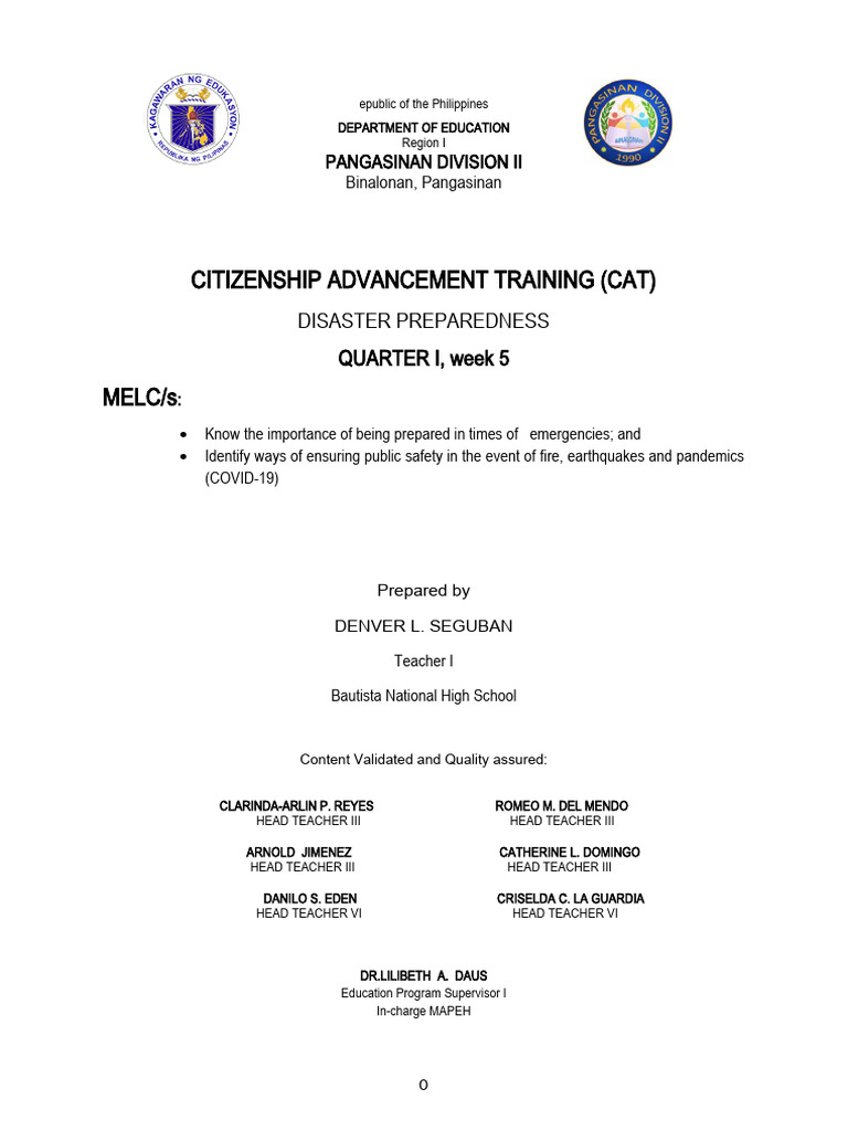 CAT Module Q1 Week 5 Disaster Preparedness | PDF | Hazards | Natural ...