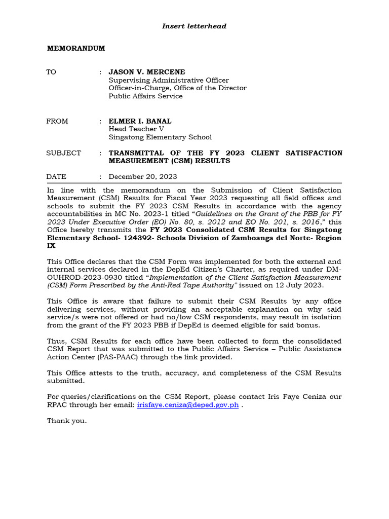 Annex C Transmittal Memo Template | PDF