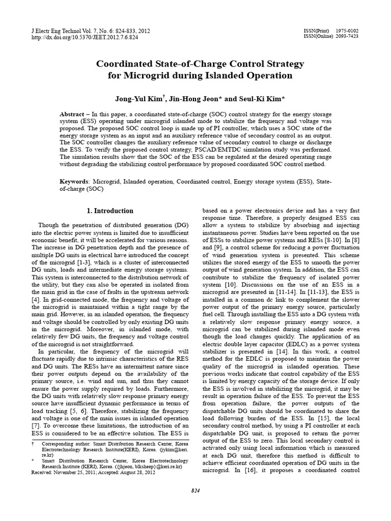 Coordinated State-of-Charge Control Strategy For Microgrid During Islanded Operation | PDF ...