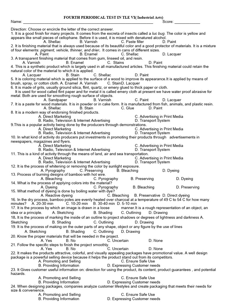 Tle Vi PT | PDF | Paint | Materials