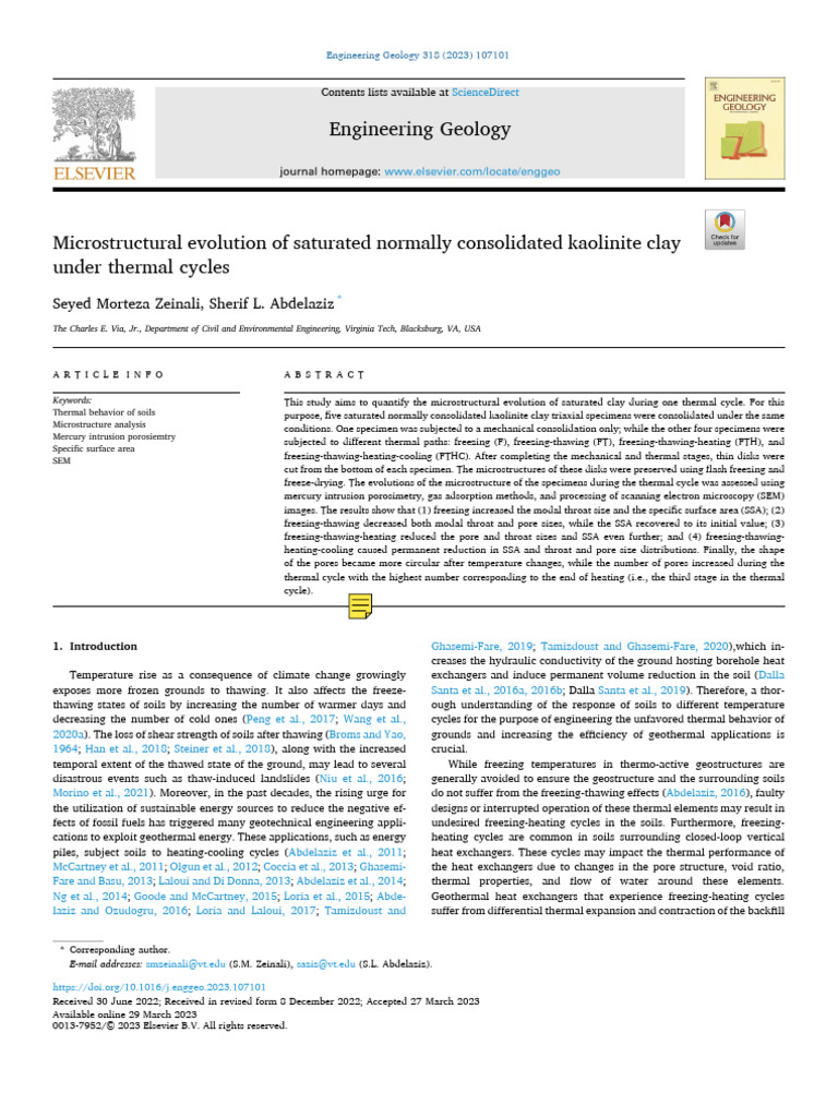 Microstructural evolution of saturated normally consolidated kaolinite ...