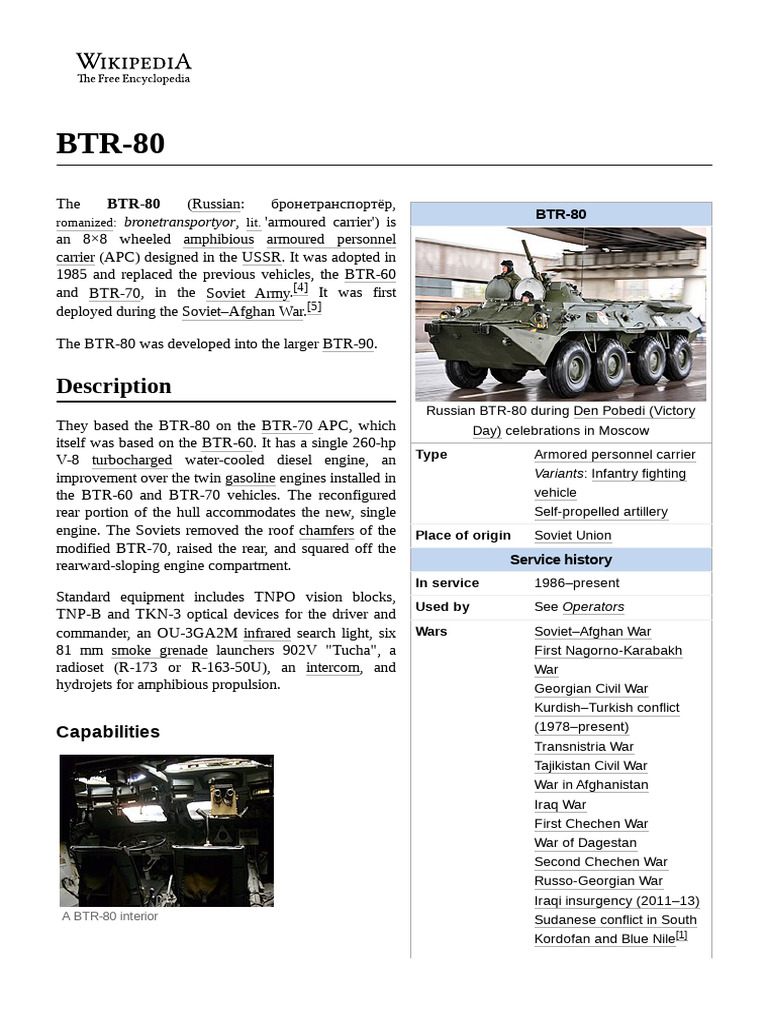 BTR-80 | PDF | Military Technology | Military Science