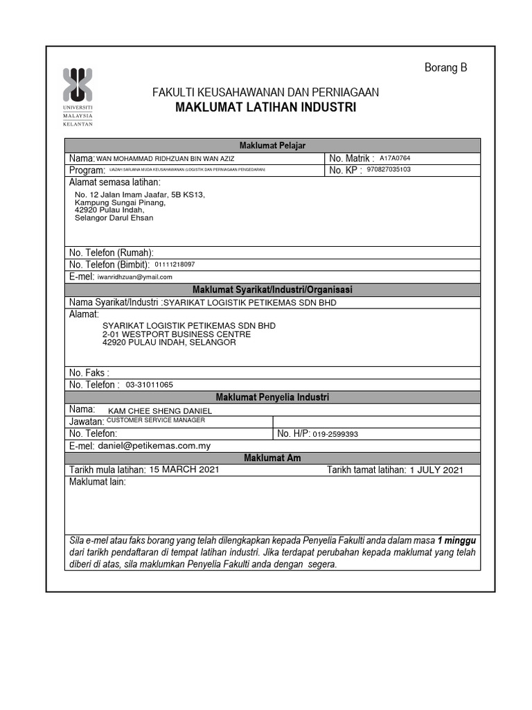 Borang B A17a0764 | PDF