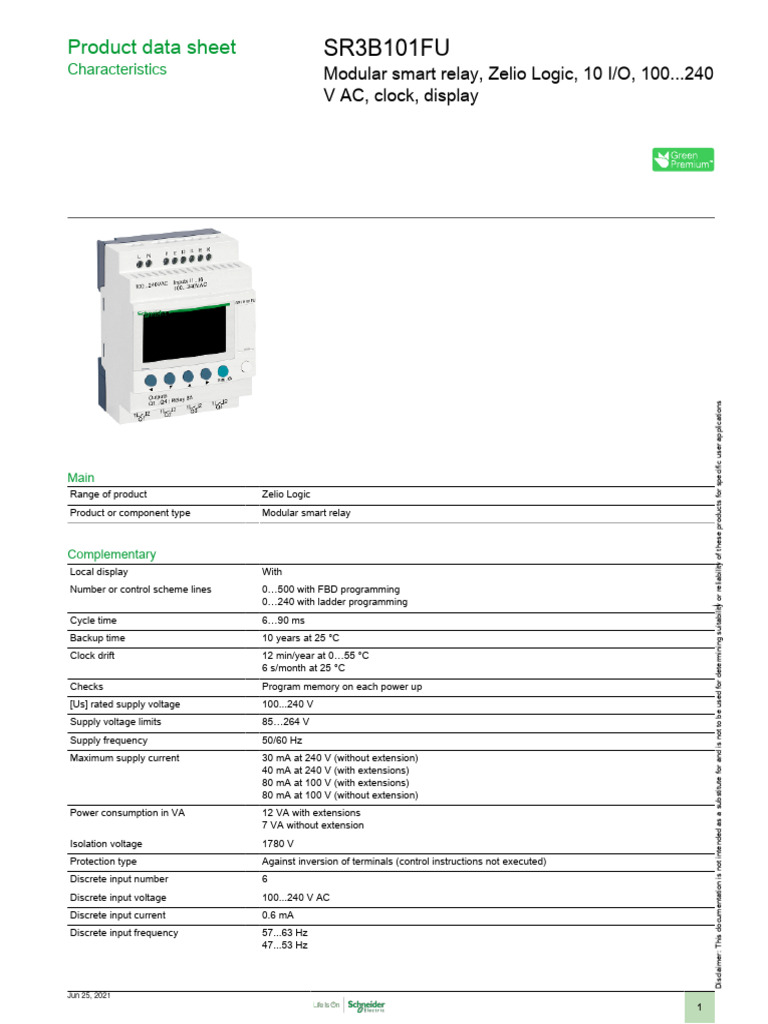 Zelio Logic SR2 - SR3 - SR3B101FU | PDF | Relay | Manufactured Goods
