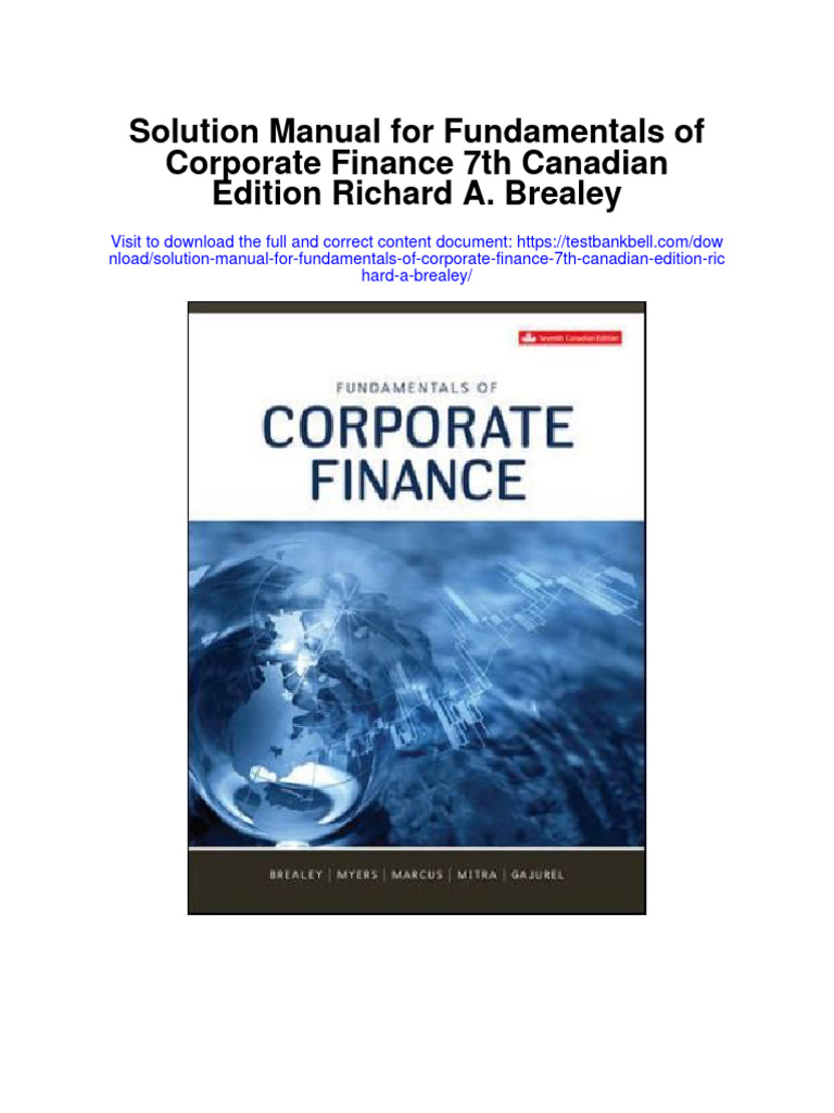 Instant Download Solution Manual For Fundamentals of Corporate Finance ...