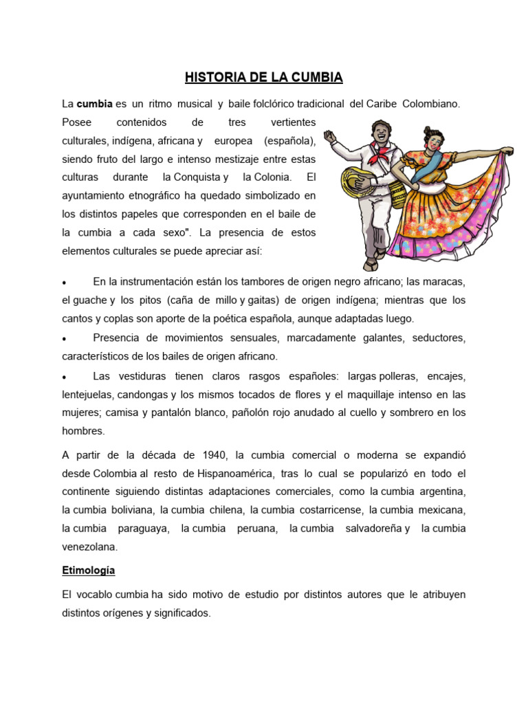 Historia de La Cumbia | PDF | Música caribeña | Musica Latinoamericana